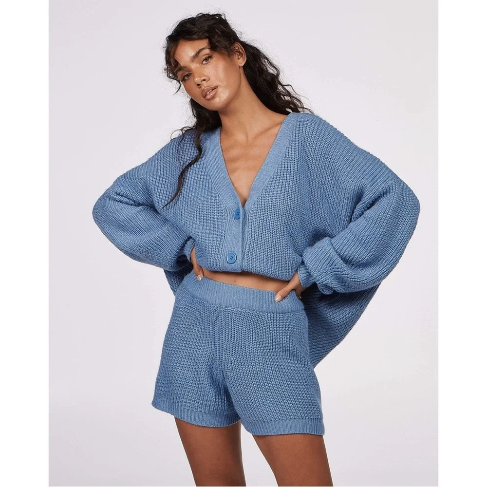 Charlie Holiday | Shorts | Charlie Holiday Blanche Knit Shorts In Blue ...